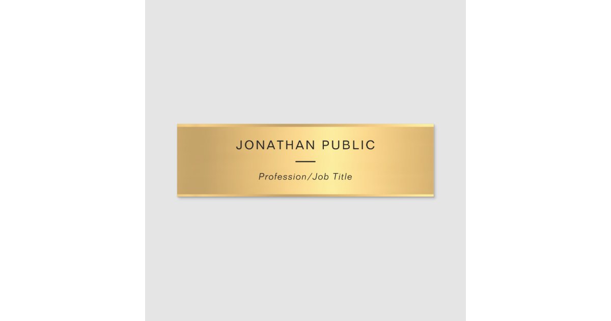 Stylish Gold Color Simple Elegant Template Modern Name Tag | Zazzle