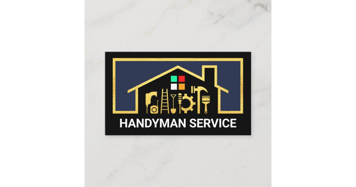 Stylish Gold Handyman Tools Home Business Card | Zazzle
