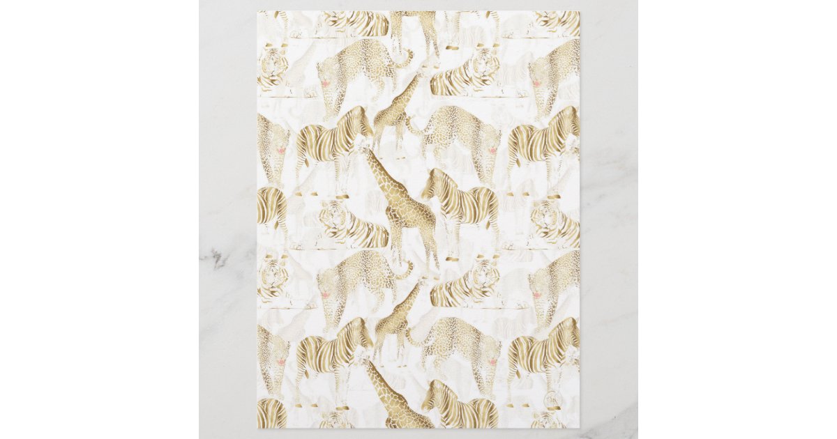 Stylish Gold Jungle Wild Animals Pattern Letterhead | Zazzle