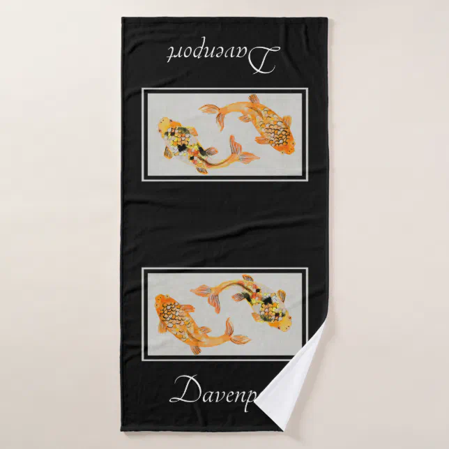 Stylish Gold Koi Fish Bath Towel Set | Zazzle