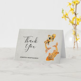 Stylish Gold Koi Fish Thank You Card | Zazzle