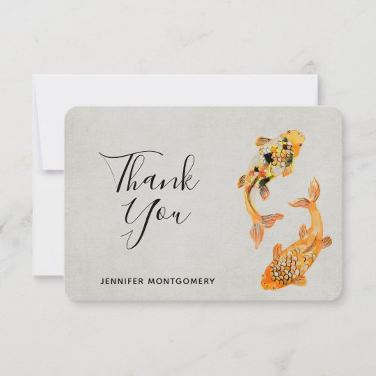 Stylish Gold Koi Fish Thank You Card | Zazzle.com
