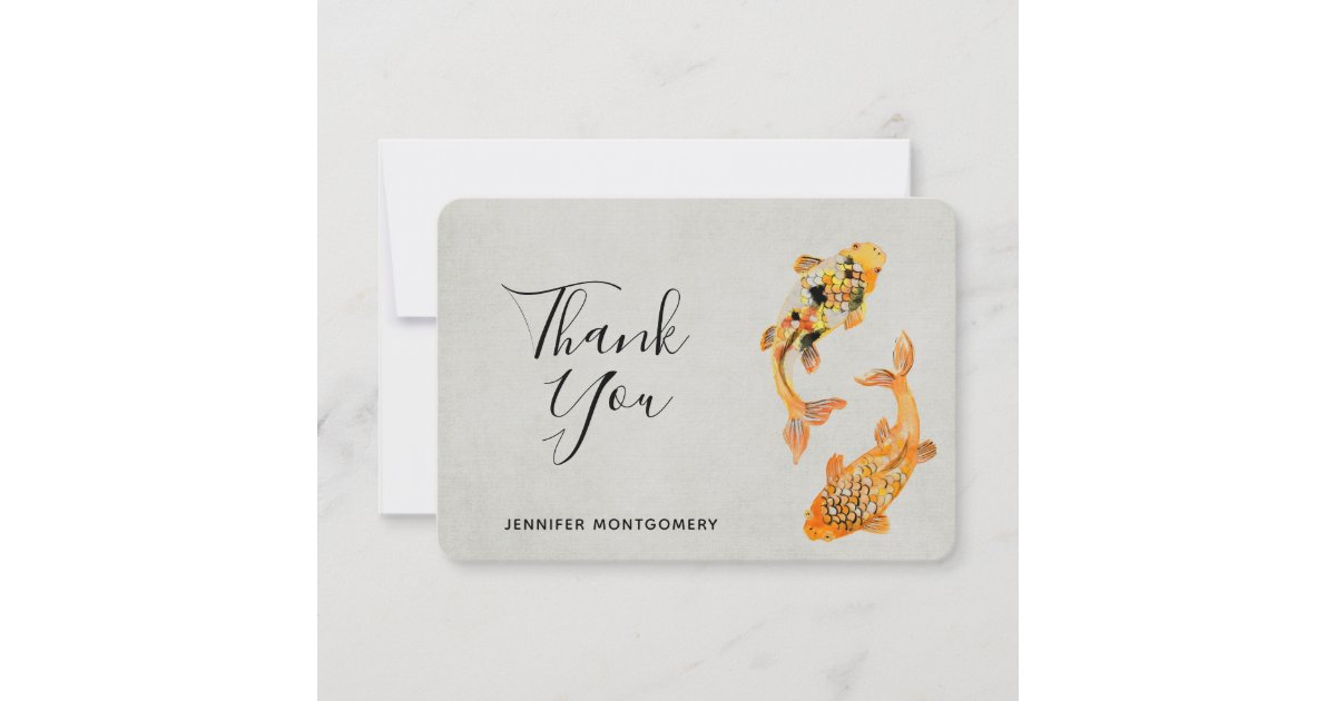 Stylish Gold Koi Fish Thank You Card | Zazzle