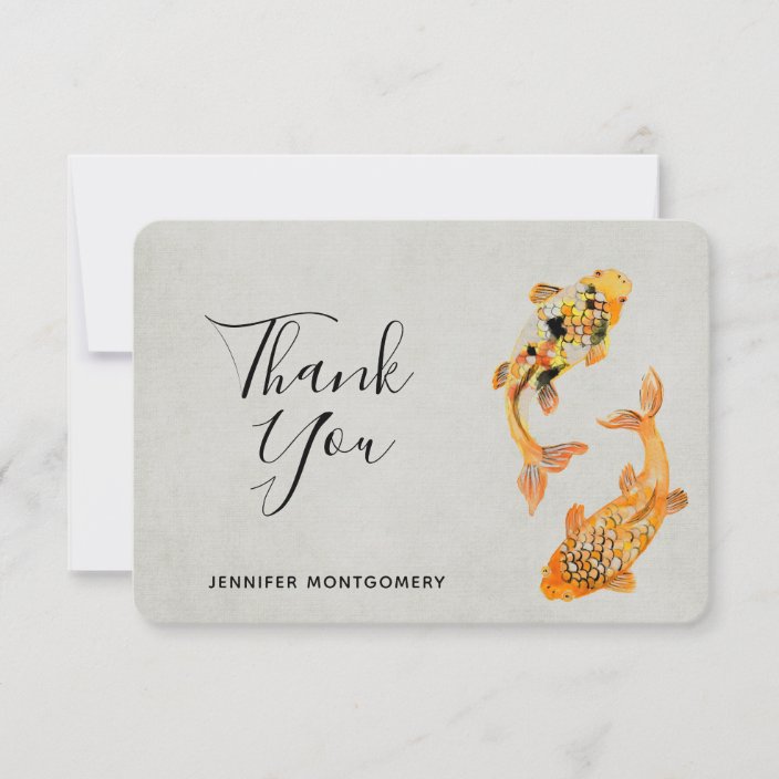 Stylish Gold Koi Fish Thank You Card | Zazzle.com