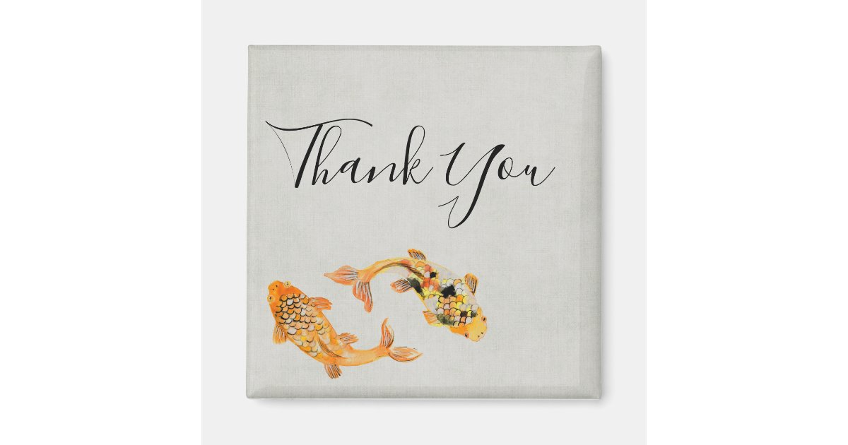 Stylish Gold Koi Fish Thank You Magnet | Zazzle