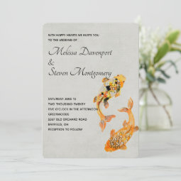 Stylish Gold Koi Fish Wedding Invitation | Zazzle