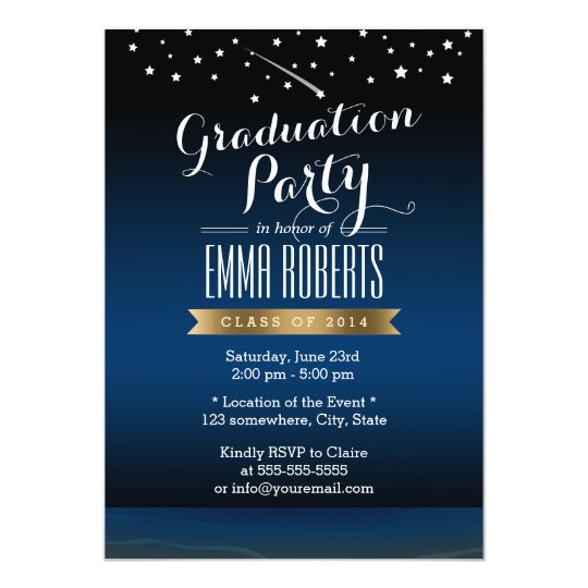 Stylish Gold Label Starry Night Graduation Party Invitation | Zazzle.com