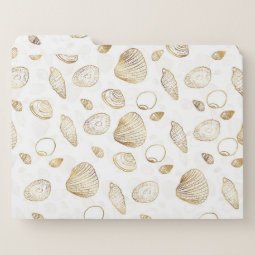 Stylish Gold White Seashells Pattern File Folder | Zazzle