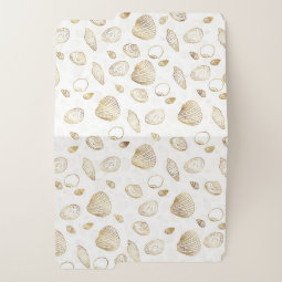 Stylish Gold White Seashells Pattern File Folder | Zazzle