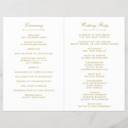 Stylish Gold & White Wedding Program Template | Zazzle