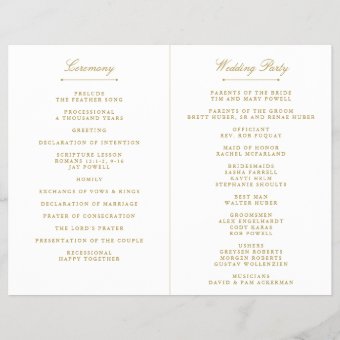 Stylish Gold & White Wedding Program Template | Zazzle