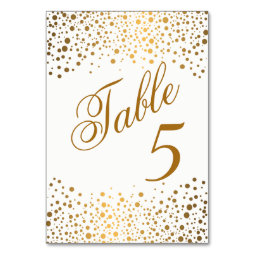 Stylish Golden Confetti Dots | White -Table Number Table Number | Zazzle