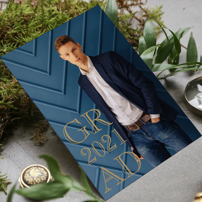 Stylish Grad Photo Date Graduation Invitation | Zazzle