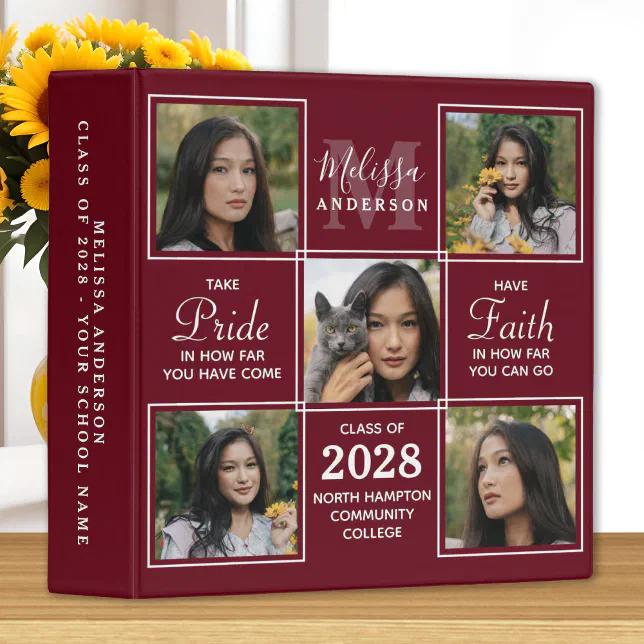 Stylish Graduate 5 Photo Scrapbook Graduation 3 Ring Binder | Zazzle