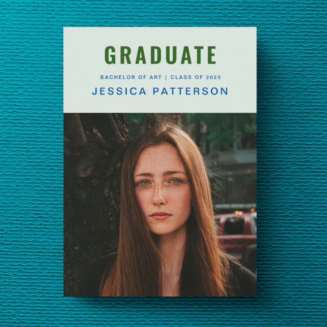 Stylish Graduate Golden mint Editable Graduation Announcement | Zazzle