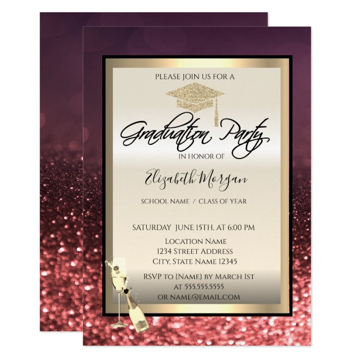 Stylish Graduation Cap,Wine Glass Graduation Invitation | Zazzle.com