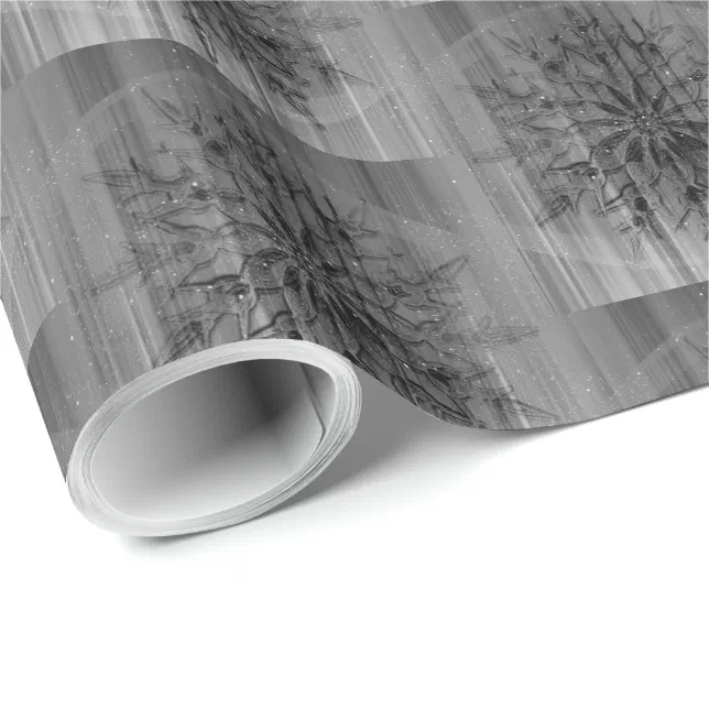 Stylish gray snowflake design Christmas Wrapping Paper | Zazzle