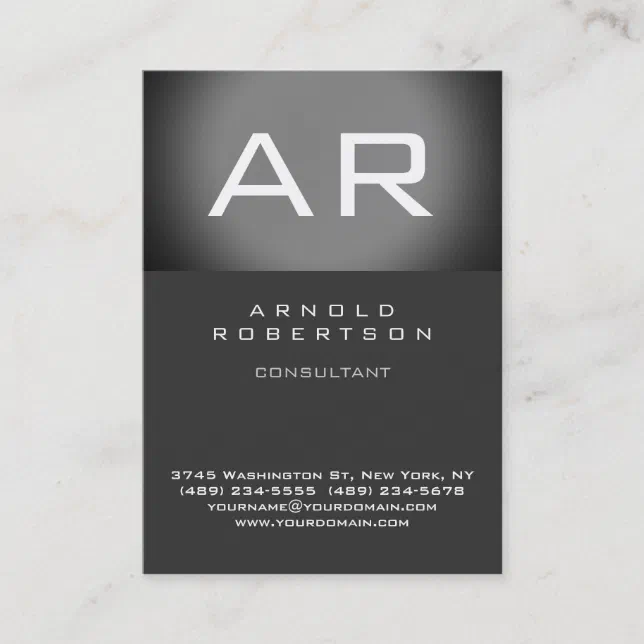 Stylish Gray Trendy Monogram Business Card | Zazzle