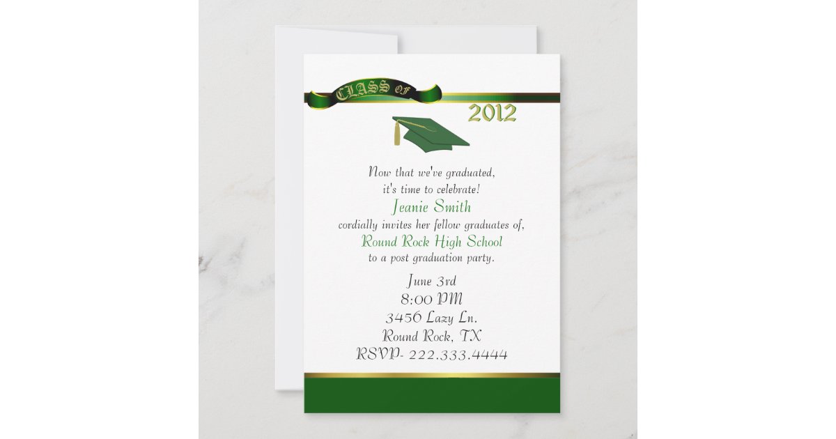 Stylish Green and Gold Graduation Party Invitation | Zazzle