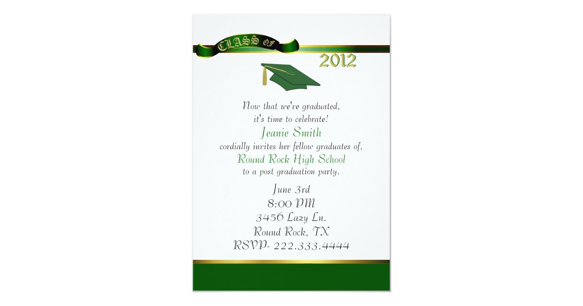 Stylish Green and Gold Graduation Party Invitation | Zazzle.com