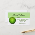 Stylish Green Apple Teacher's Business Card | Zazzle