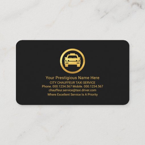 Stylish Grey Blocks Gold Lines Taxi Cab Business Card | Zazzle