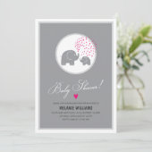 Stylish Grey Elephants Baby Shower Invitation | Zazzle
