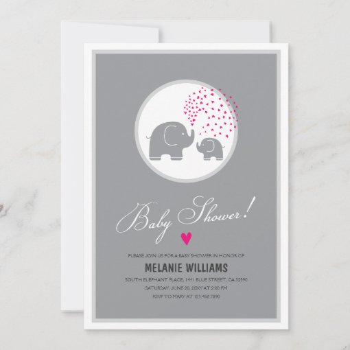 Stylish Grey Elephants Baby Shower Invitation | Zazzle