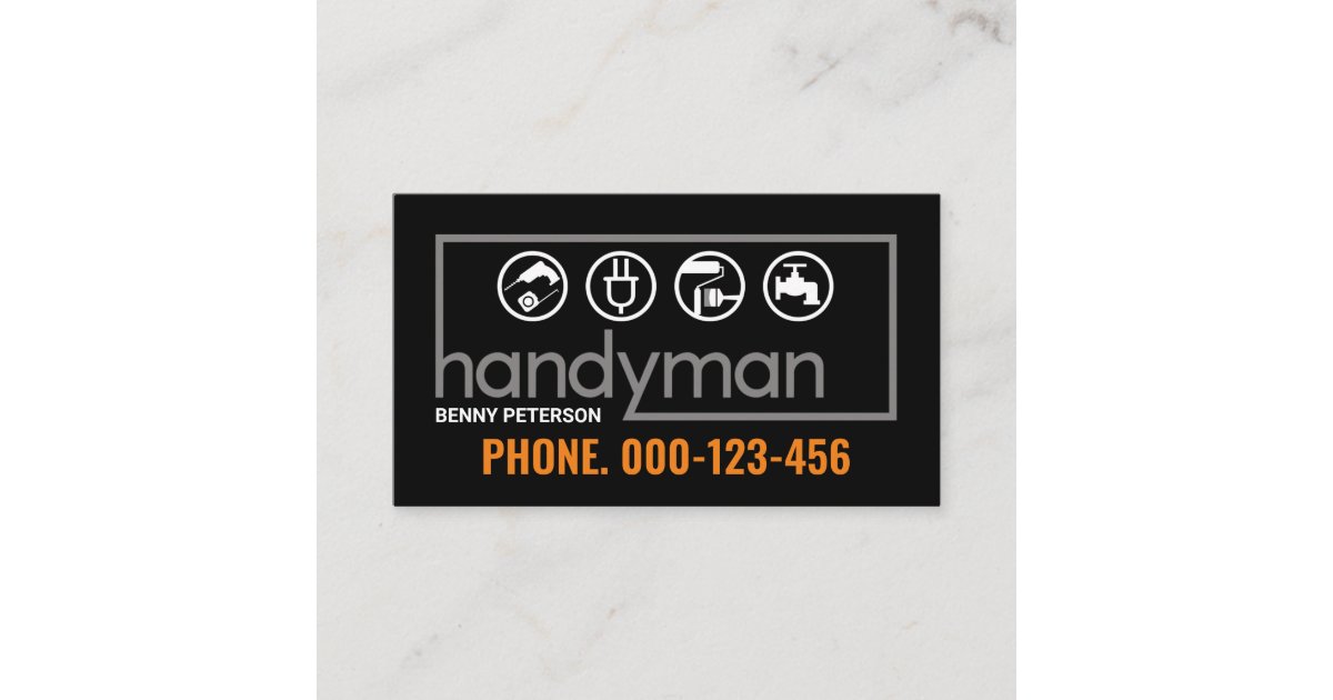 Stylish Grey Handyman Signage Frame Business Card | Zazzle