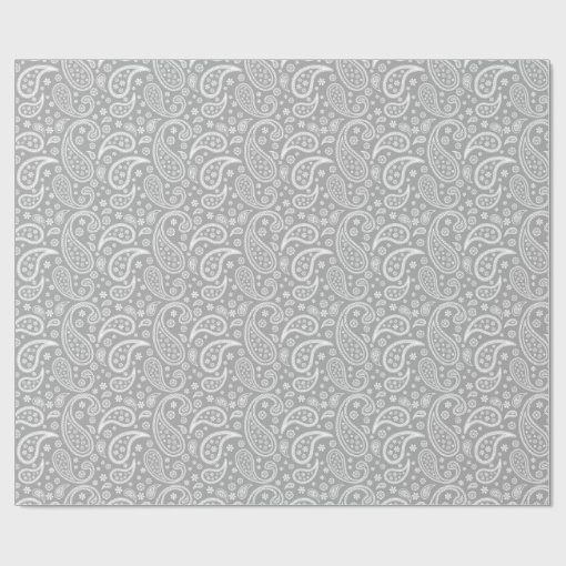 Stylish Grey Paisley Pattern Wrapping Paper | Zazzle