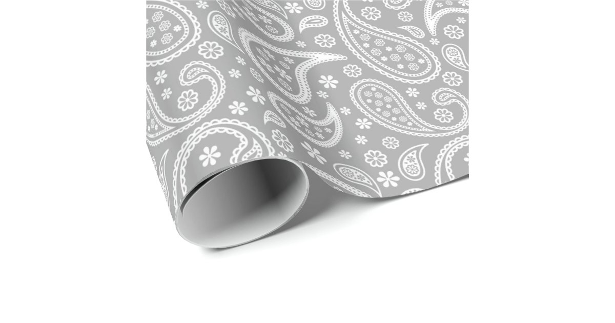 Stylish Grey Paisley Pattern Wrapping Paper | Zazzle