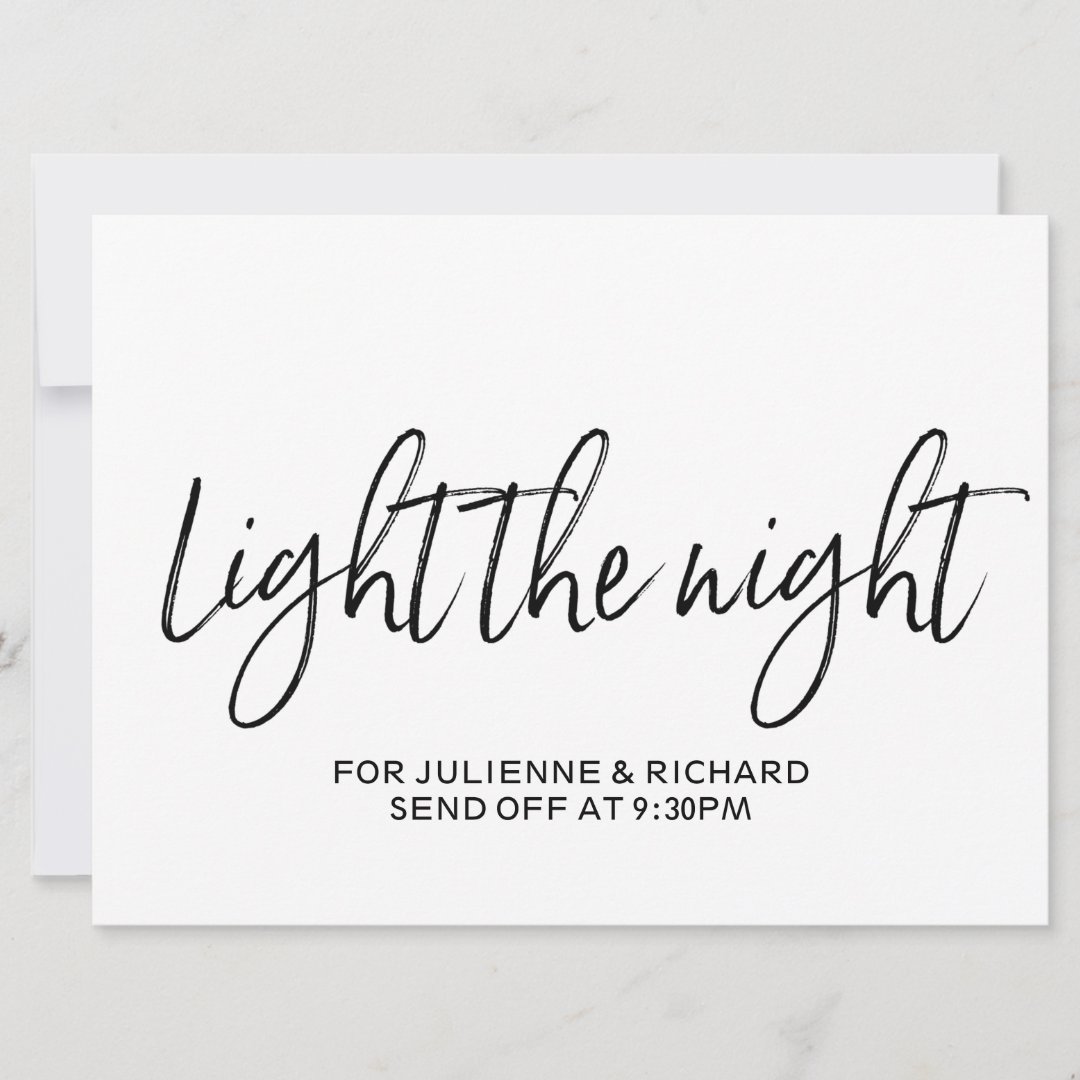 Stylish Hand Lettered "Light the Night" Sign Invitation | Zazzle