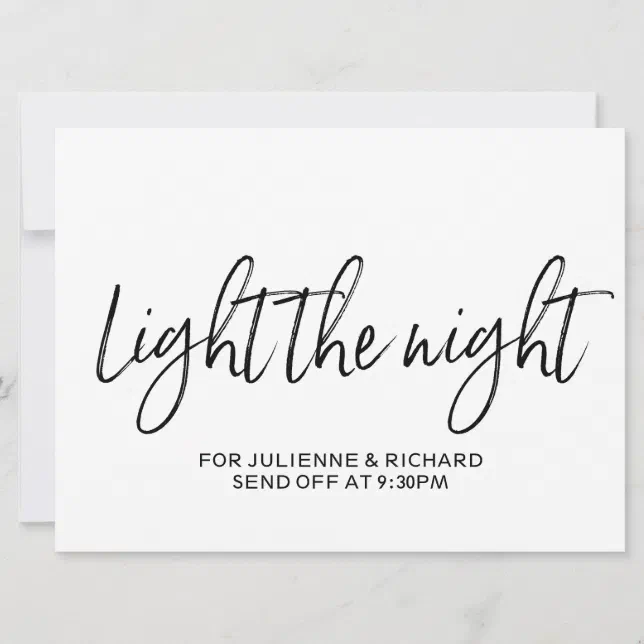 Stylish Hand Lettered "Light the Night" Sign Invitation | Zazzle