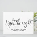 Stylish Hand Lettered "Light the Night" Sign Invitation | Zazzle
