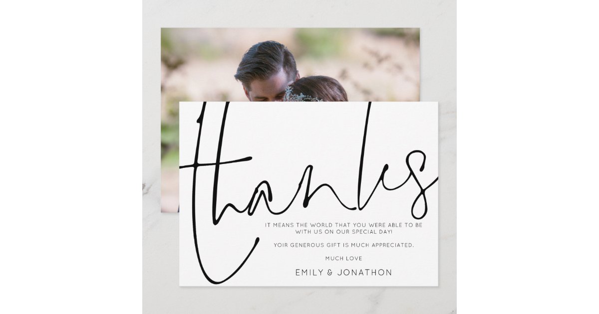 Stylish Handwriting Script Thanks Photo Thank you | Zazzle