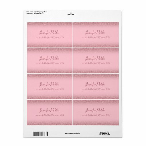 Stylish Handwriting Template Rose Gold Glitter Label | Zazzle