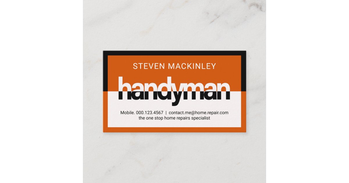 Stylish Handyman Signage Frame Business Card | Zazzle