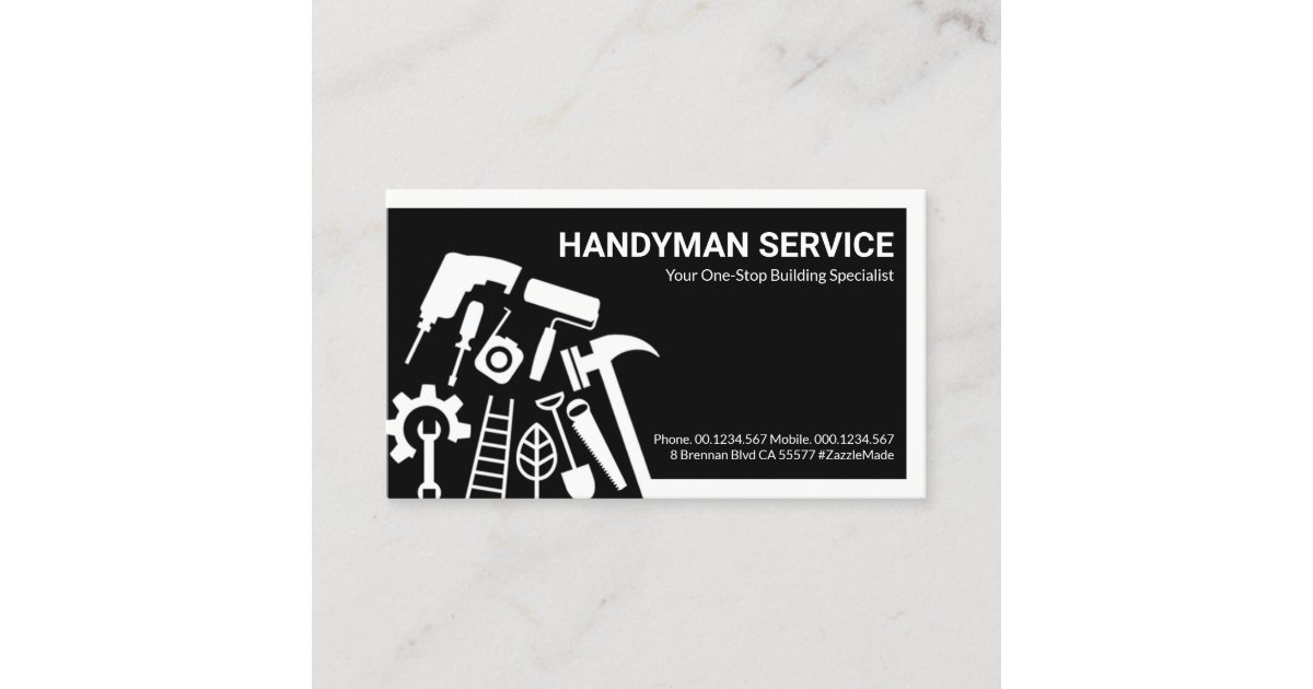 Stylish Handyman Tools Border Business Card | Zazzle