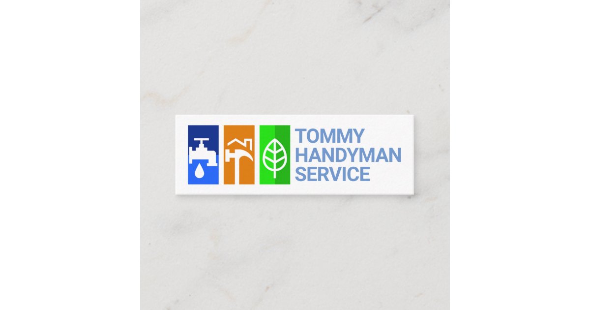 Stylish Handyman Tools Icon Panel Mini Business Card | Zazzle