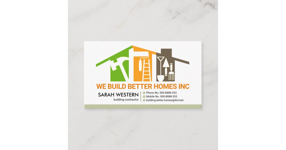 Stylish Handyman Tools Rooftop Building Business Card | Zazzle