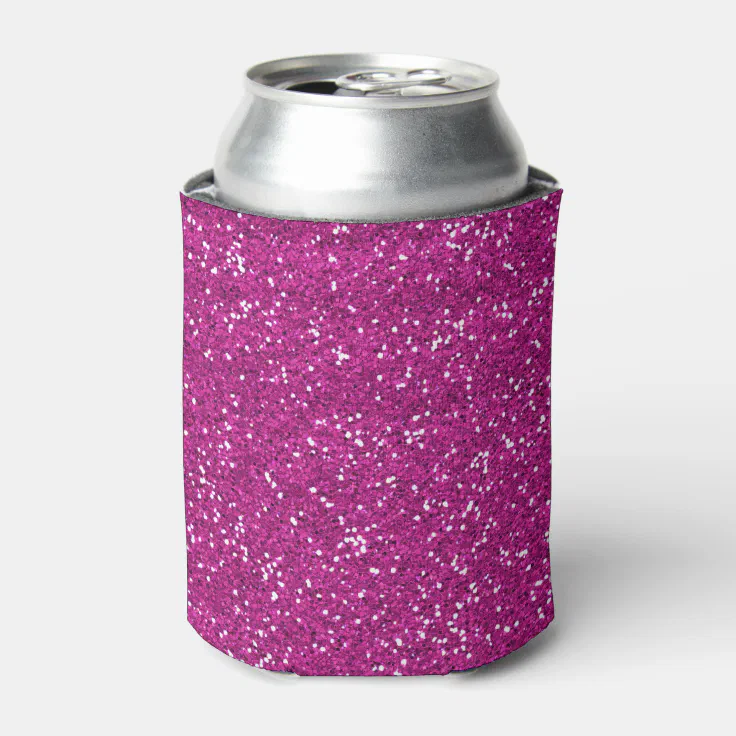 Stylish Hot Pink Glitter Can Cooler | Zazzle