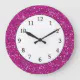 Stylish Hot Pink Glitter Large Clock | Zazzle