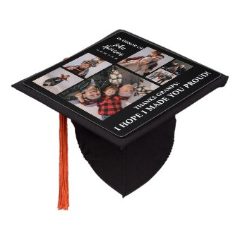 Stylish In Honor Of | 6 Photo Memorial Graduation Cap Topper | Zazzle