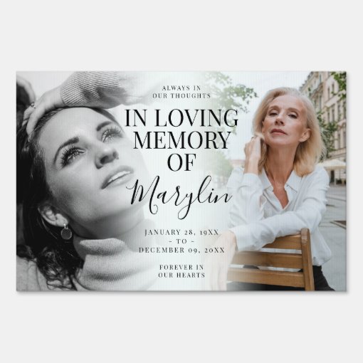 Stylish In Loving Memory Before & After Photo Sign | Zazzle