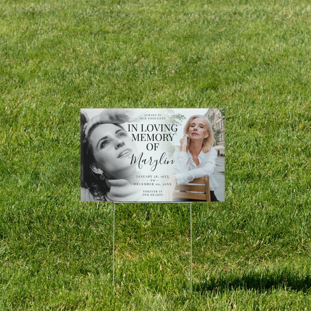 Stylish In Loving Memory Before & After Photo Sign | Zazzle