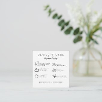 Stylish Jewelry Care Instructions Business Logo Enclosure Card | Zazzle