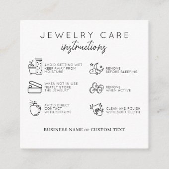 Stylish Jewelry Care Instructions Business Logo Enclosure Card | Zazzle