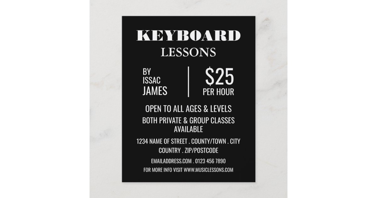 Stylish Keyboard Lessons Advertising Flyer | Zazzle