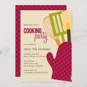 Stylish Kitchen Cooking Party Invitations | Zazzle
