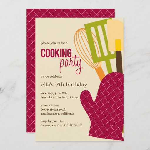 Stylish Kitchen Cooking Party Invitations | Zazzle